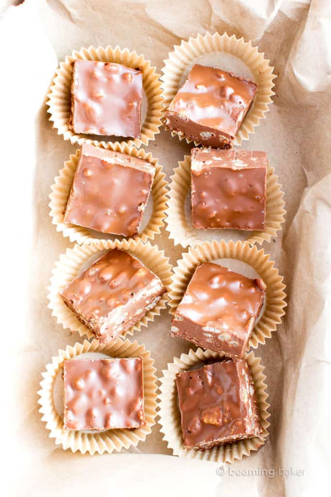 Peanut Butter Crunch Bars - 3 Ingredients - Beaming Baker