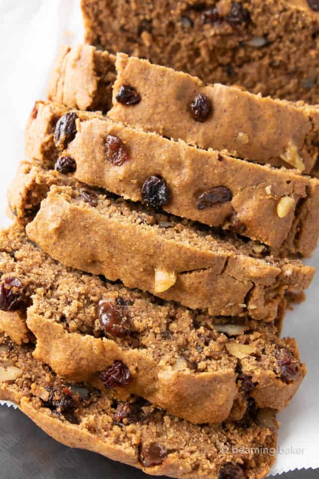 Vegan Cinnamon Raisin Quick Bread Recipe (Gluten Free) - Beaming Baker