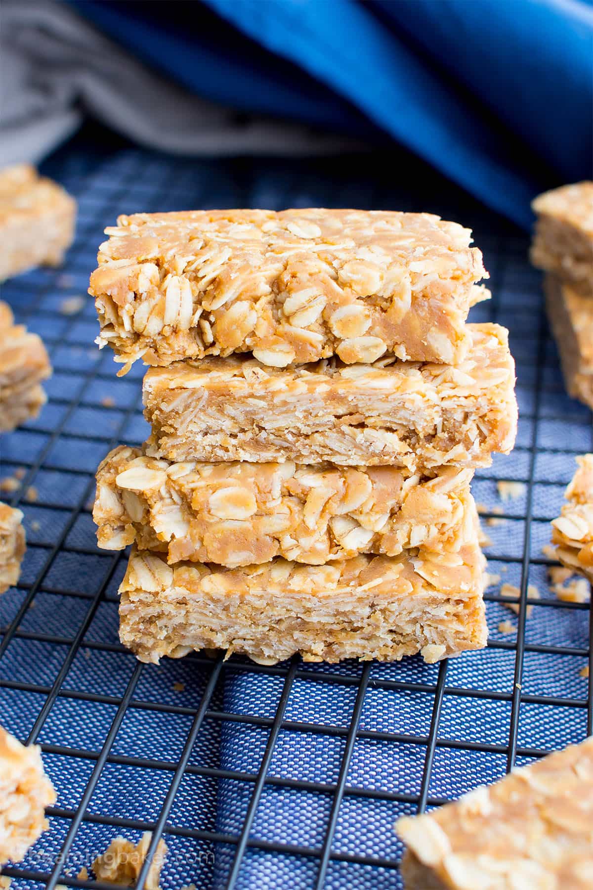 3 Ingredient No Bake Gluten Free Peanut Butter Granola Bars Vegan GF