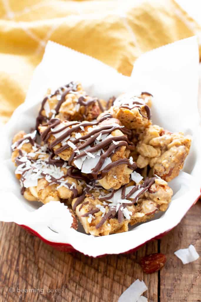 Drizzled Peanut Butter Coconut Oatmeal Clusters Recipe (Vegan, Gluten ...