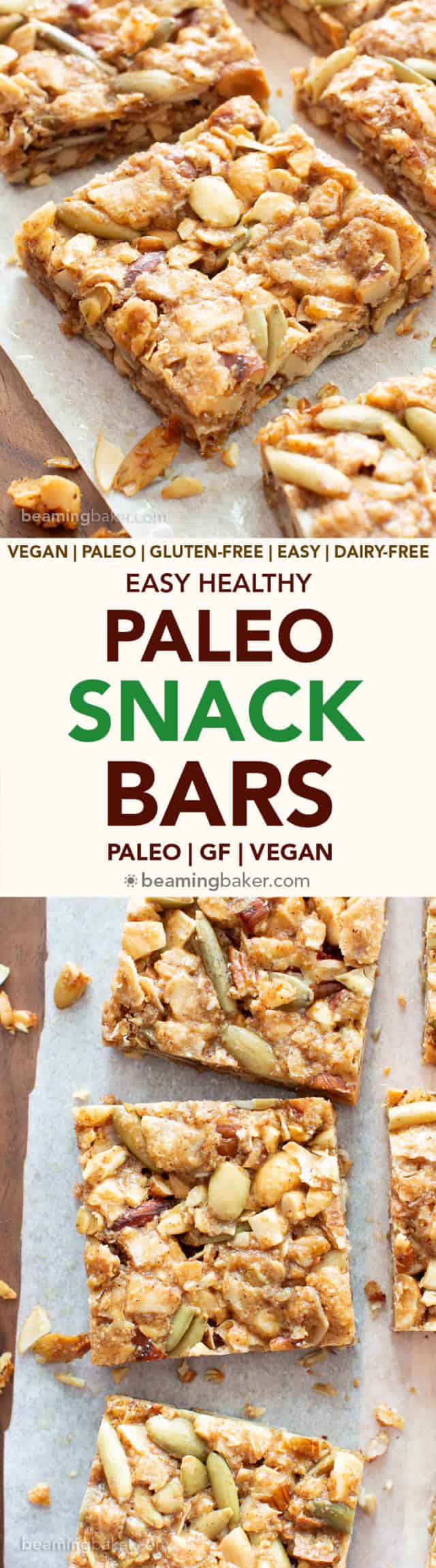 Easy Paleo Snack Bars Recipe (Gluten Free, Vegan) - Beaming Baker