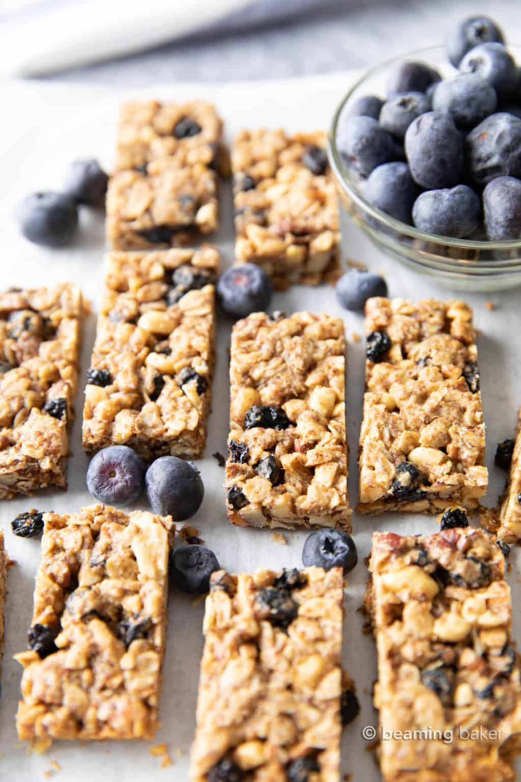 Healthy Homemade Blueberry Granola Bars (Vegan, GF) - Beaming Baker