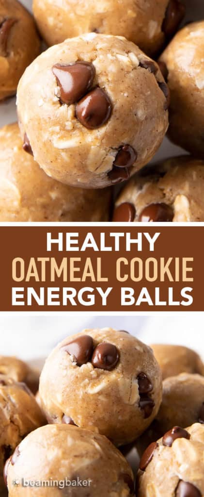 Healthy Oatmeal Cookie Energy Balls Recipe - Beaming Baker