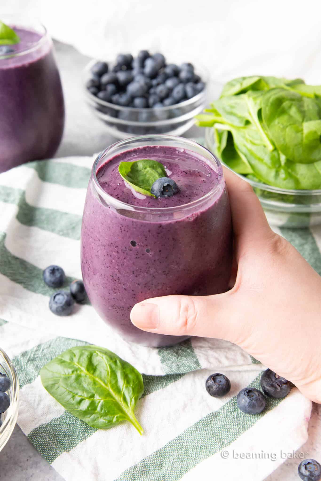 Blueberry Spinach Smoothie - Beaming Baker