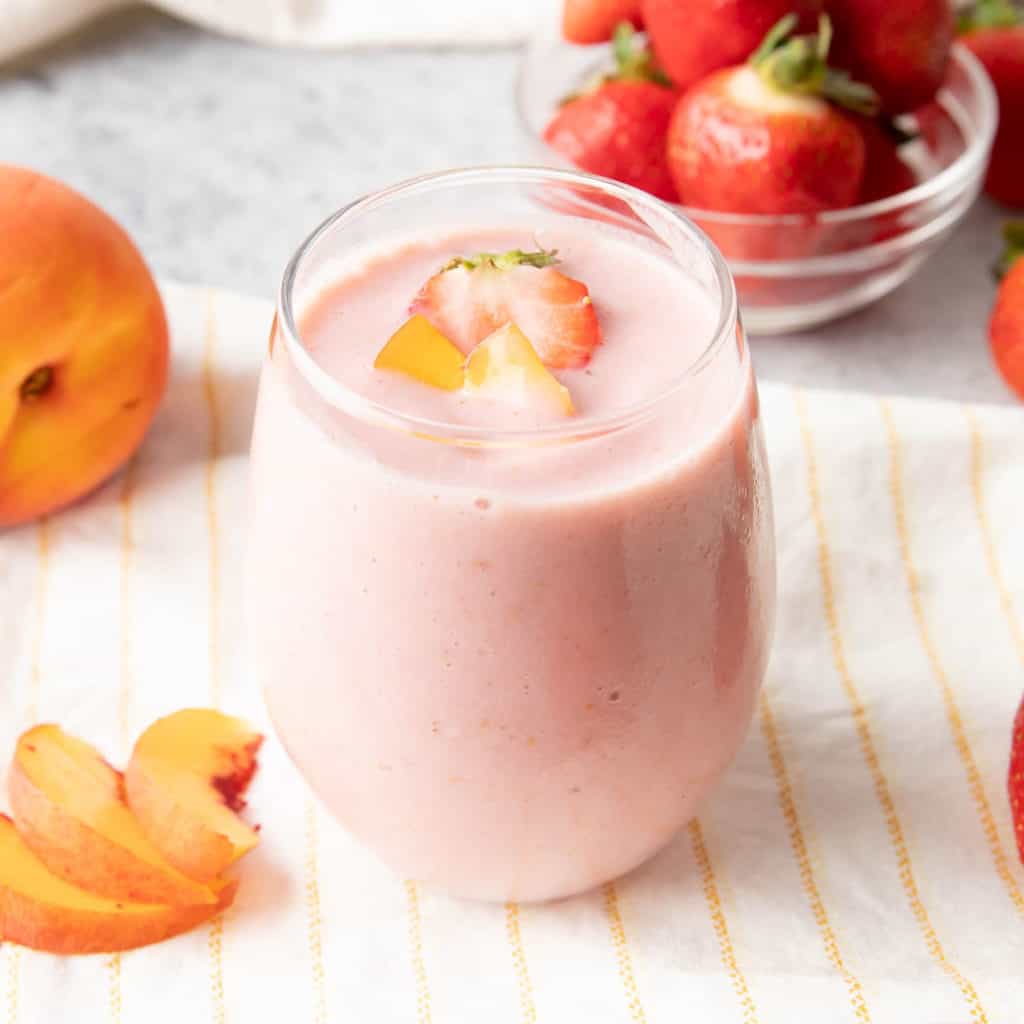 Strawberry Peach Smoothie - Beaming Baker