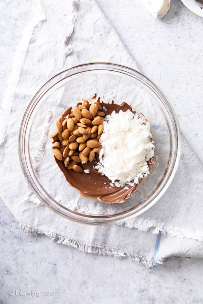 Dark Chocolate Coconut Almonds - 3 Ingredient - Beaming Baker