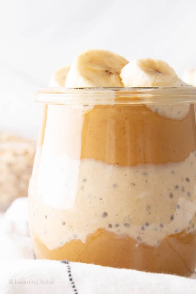 Peanut Butter Banana Overnight Oats - Beaming Baker