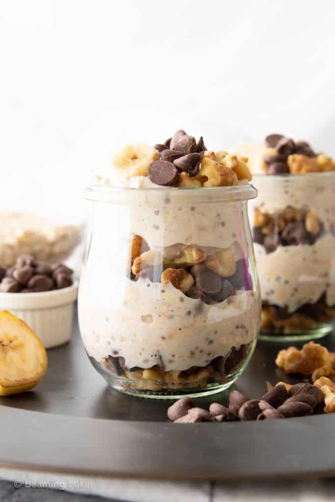 Chunky Monkey Overnight Oats - Beaming Baker