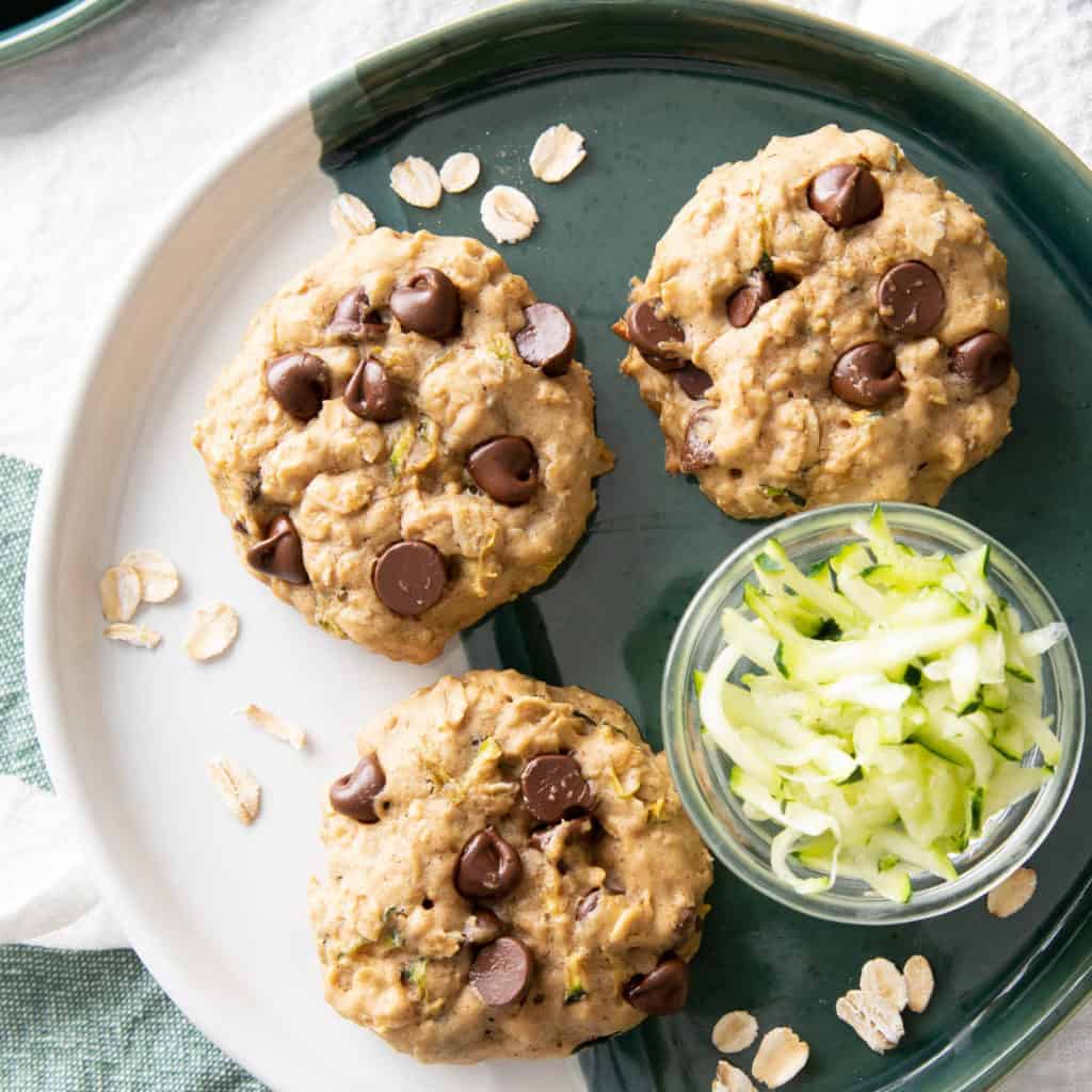 Zucchini Oatmeal Chocolate Chip Cookies - Beaming Baker