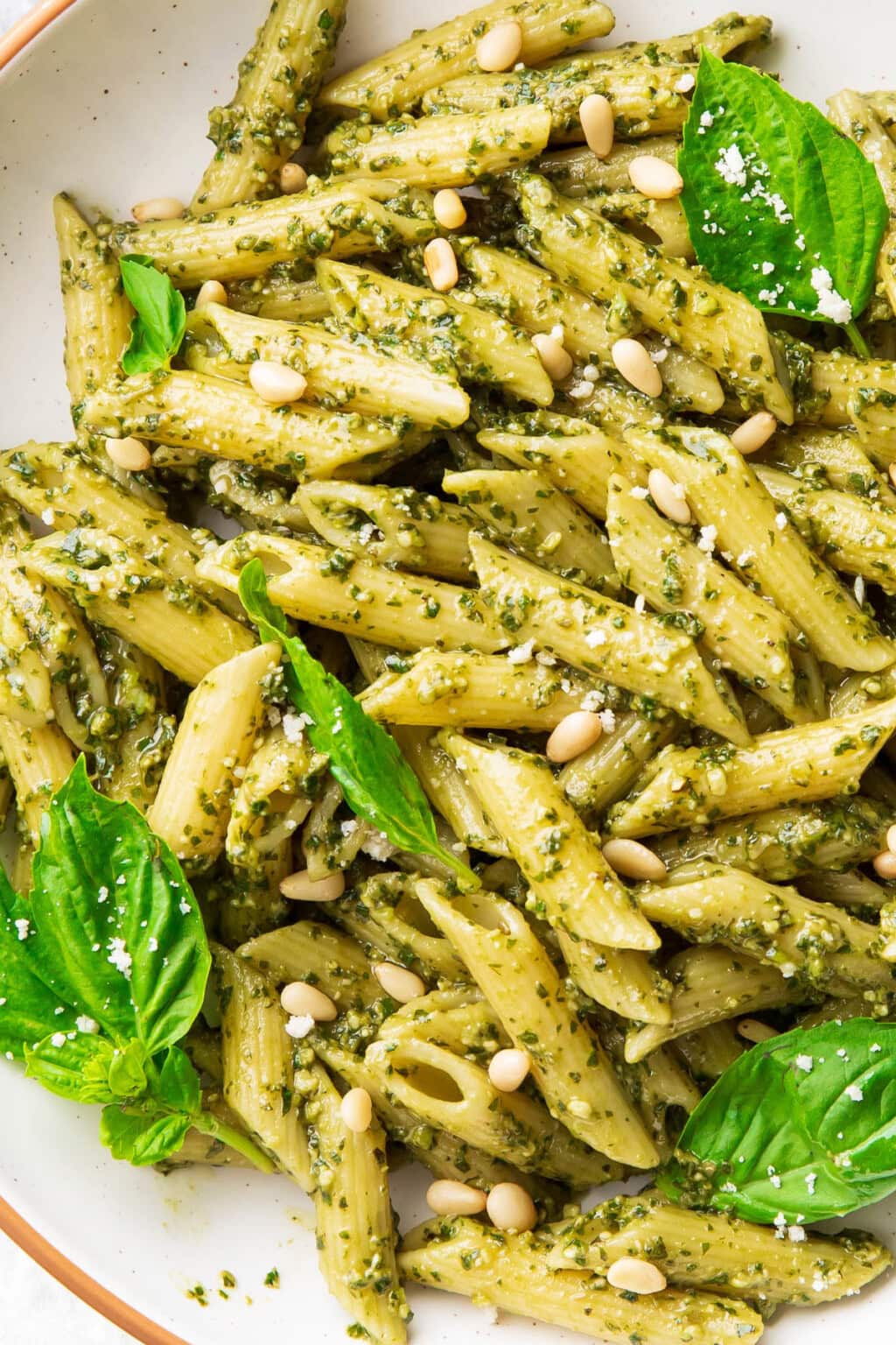 Pesto Parmesan Pasta with Pine Nuts - Beaming Baker