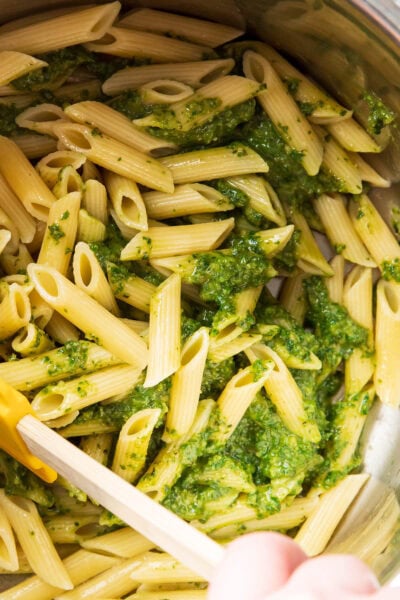 Pesto Parmesan Pasta with Pine Nuts - Beaming Baker