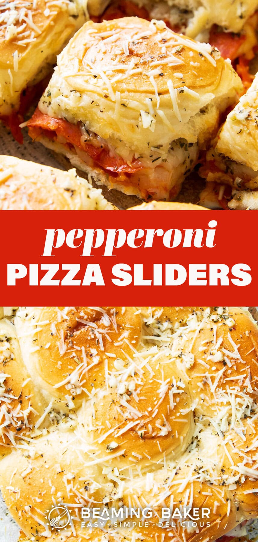 Pepperoni Pizza Sliders with Hawaiian Rolls - Beaming Baker